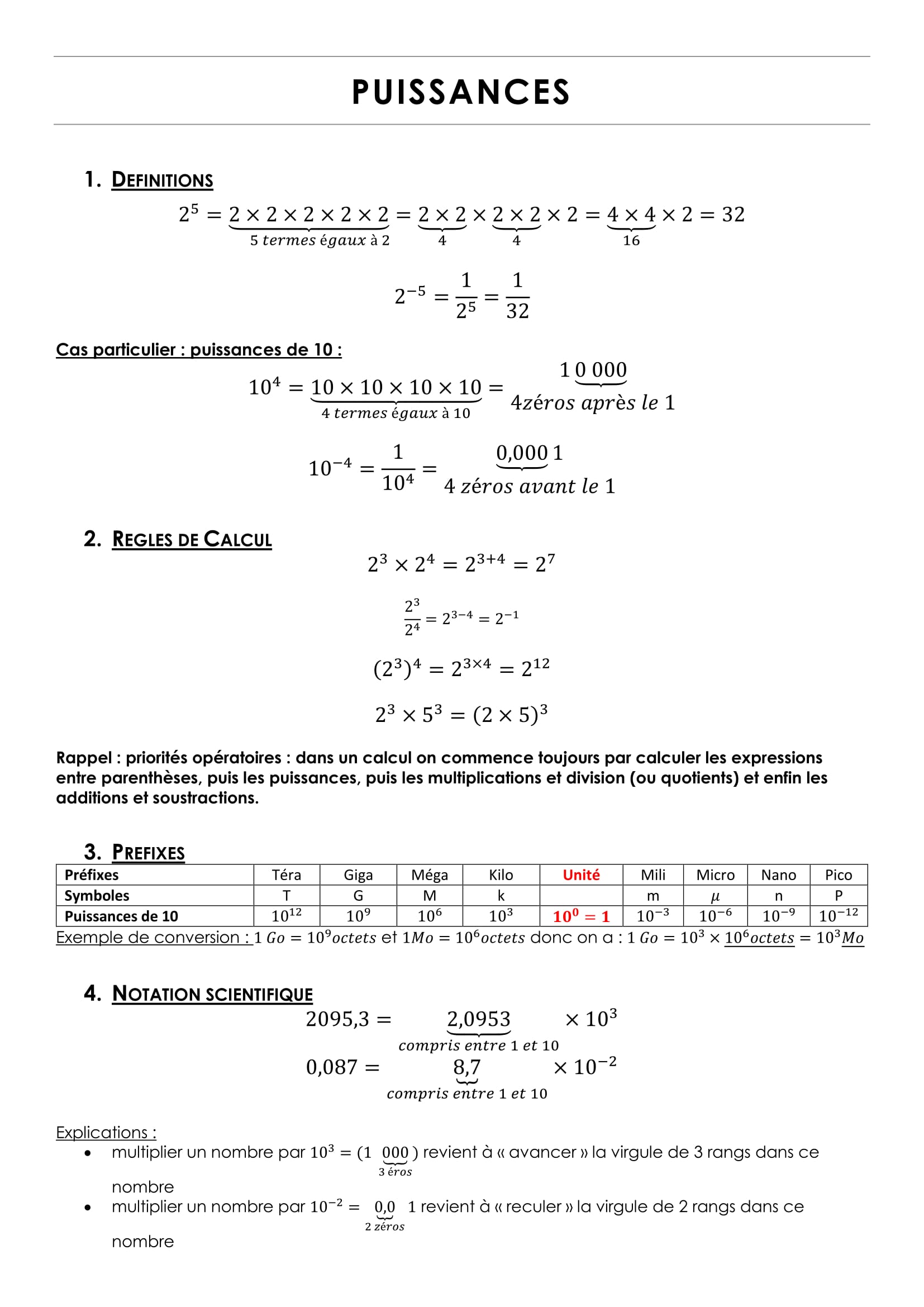 Fiche méthode : puissances - [COLLEGE ANTOINE MEILLET]