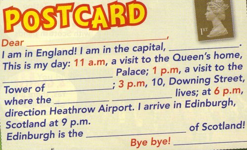 Write a postcard from LONDON - COLLEGE ANTOINE MEILLET